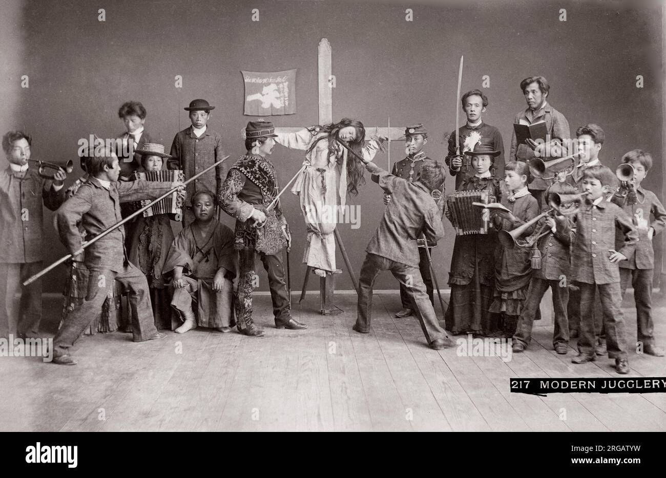 c.1880's Japan - Japanese Christians re-enact the crucifixion of Jesus ...