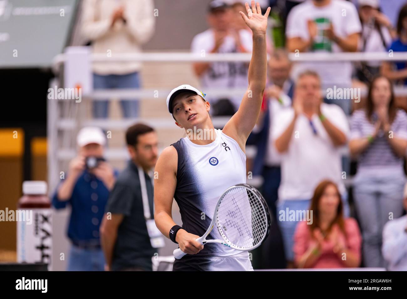 Iga Swiatek celebrates a winning match after the first round match BNP ...