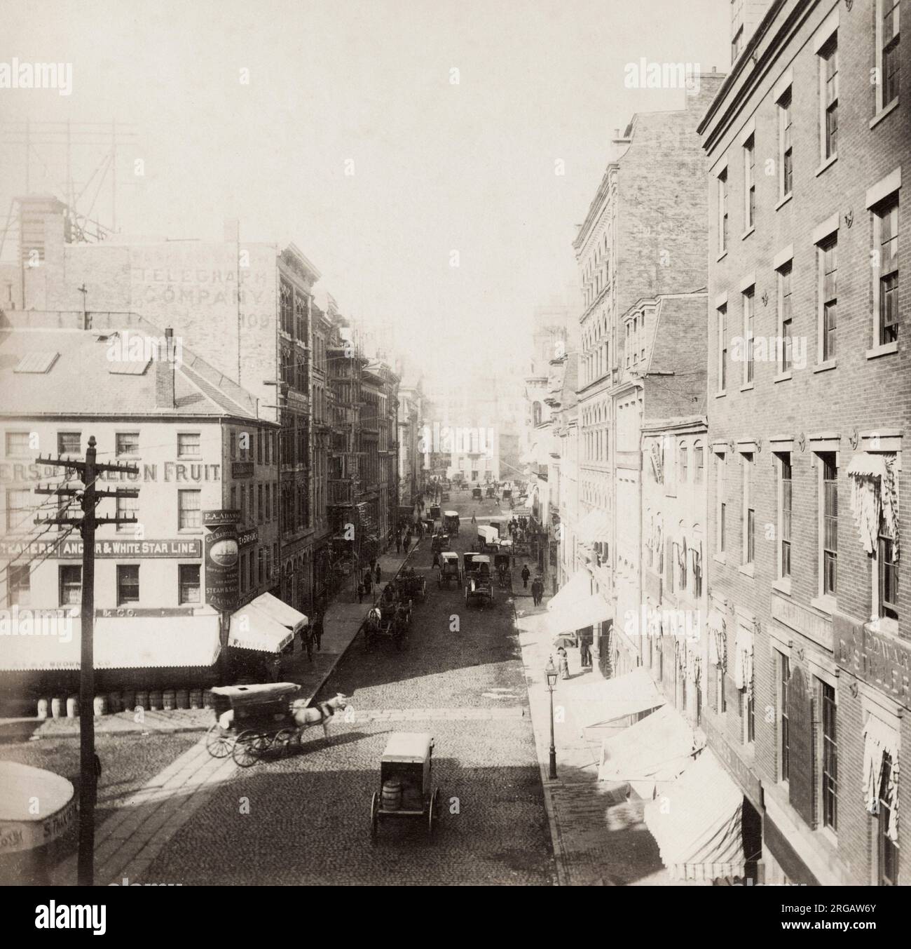 Vintage 19th century photograph: view along State Street, Boston ...