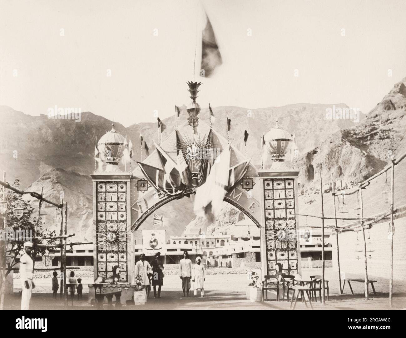 Vintage 19th century photograph: Aden, Yemen, cermonial arch Stock ...
