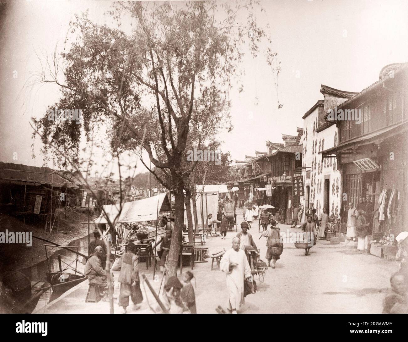 Vintage 19th century photograph China c.1880s - Shanghai city Stock ...