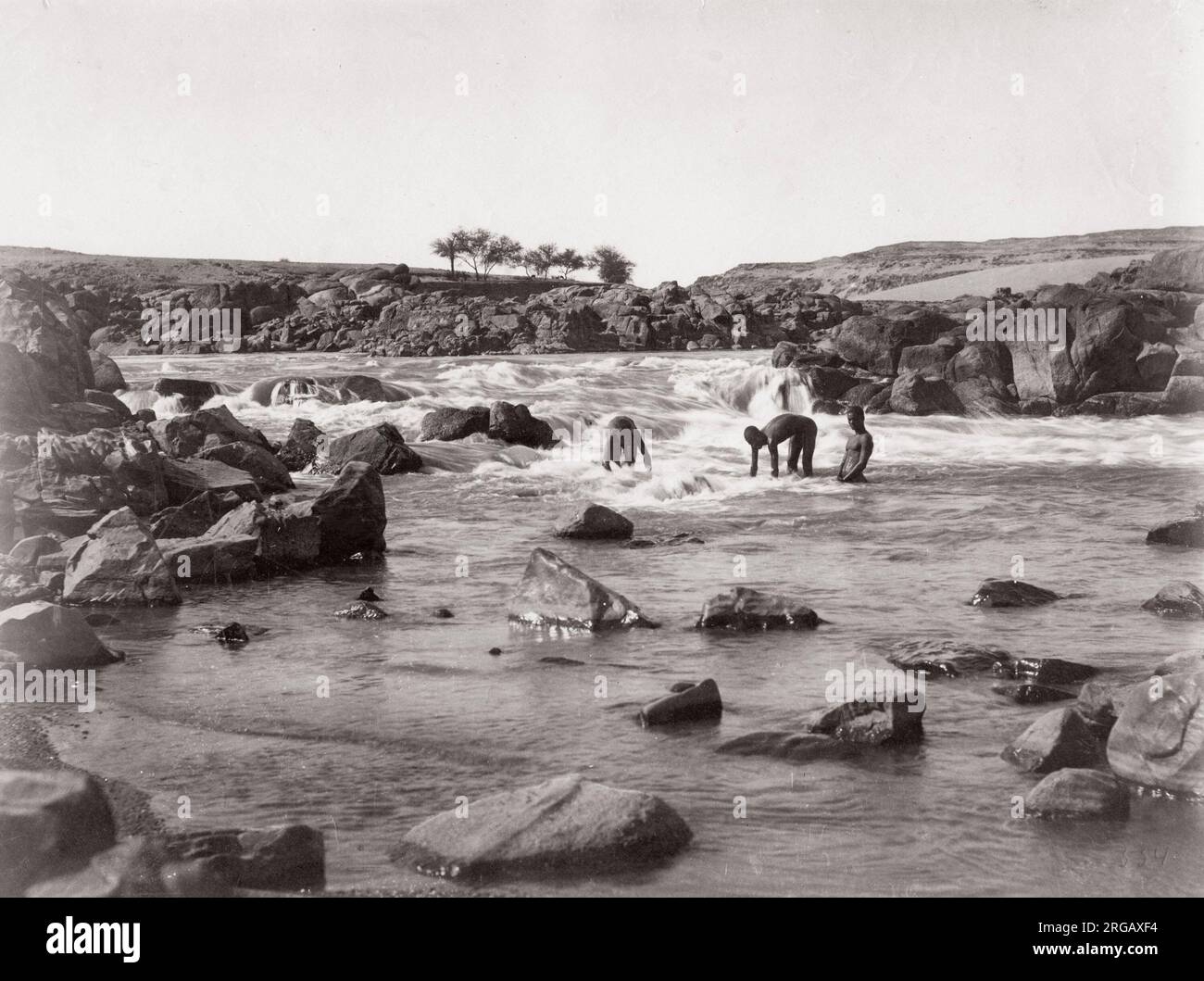 Vintage 19th century photograph: second cataract on the River Nile ...