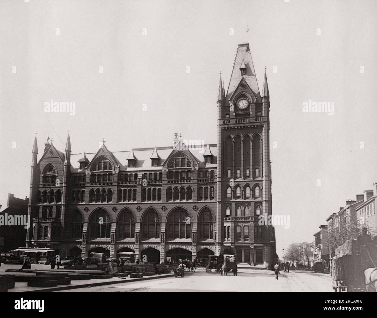 Vintage 19th century photograph: Pennslyvania Railroad Depot, Broad ...