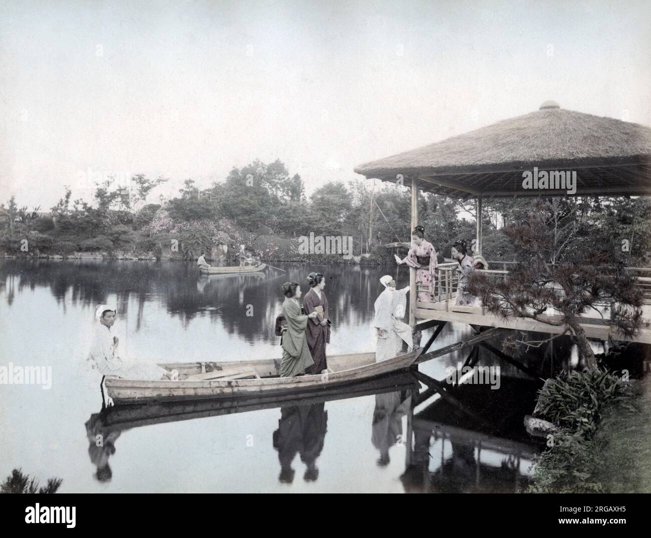 Pleasure boat, Japan, c.1890 Vintage late 19th century photograph Stock ...