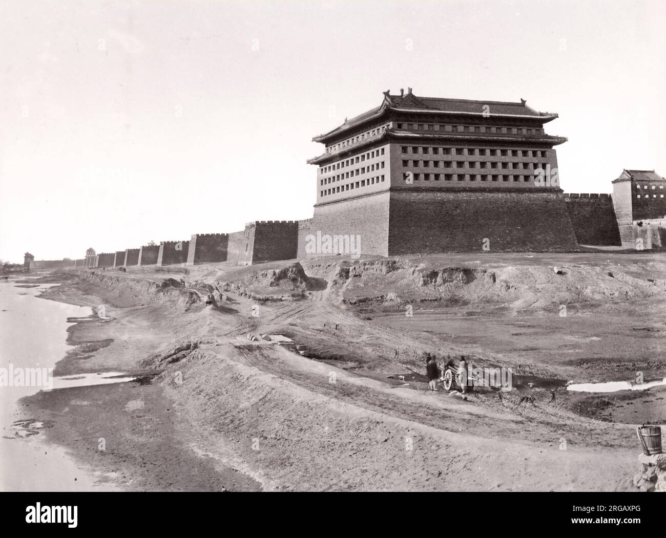 Vintage late 19th century photograph: Walls of the Tartar city, Peking ...