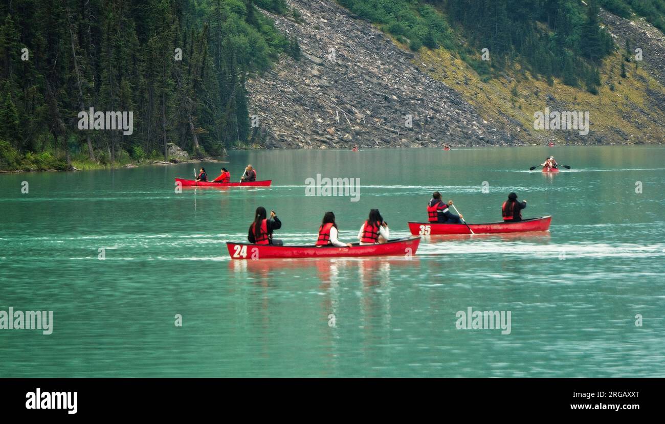 canoeing Lake Louise Banff National Park Alberta Stock Photo - Alamy