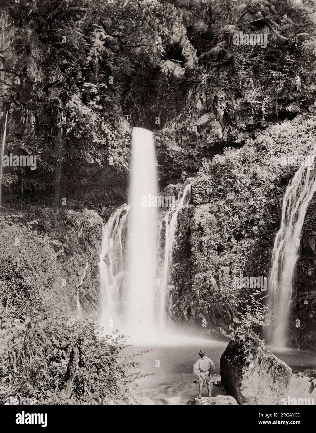 Vintage 19th century photograph: Urami Waterfall, Nikko Japan Stock ...