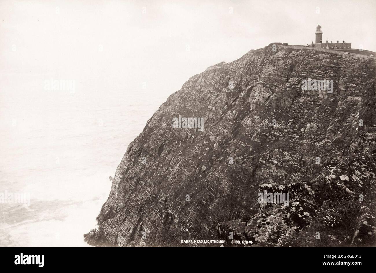 19th century vintage photograph: Barra Head Lighthouse, Outer Hebrides ...