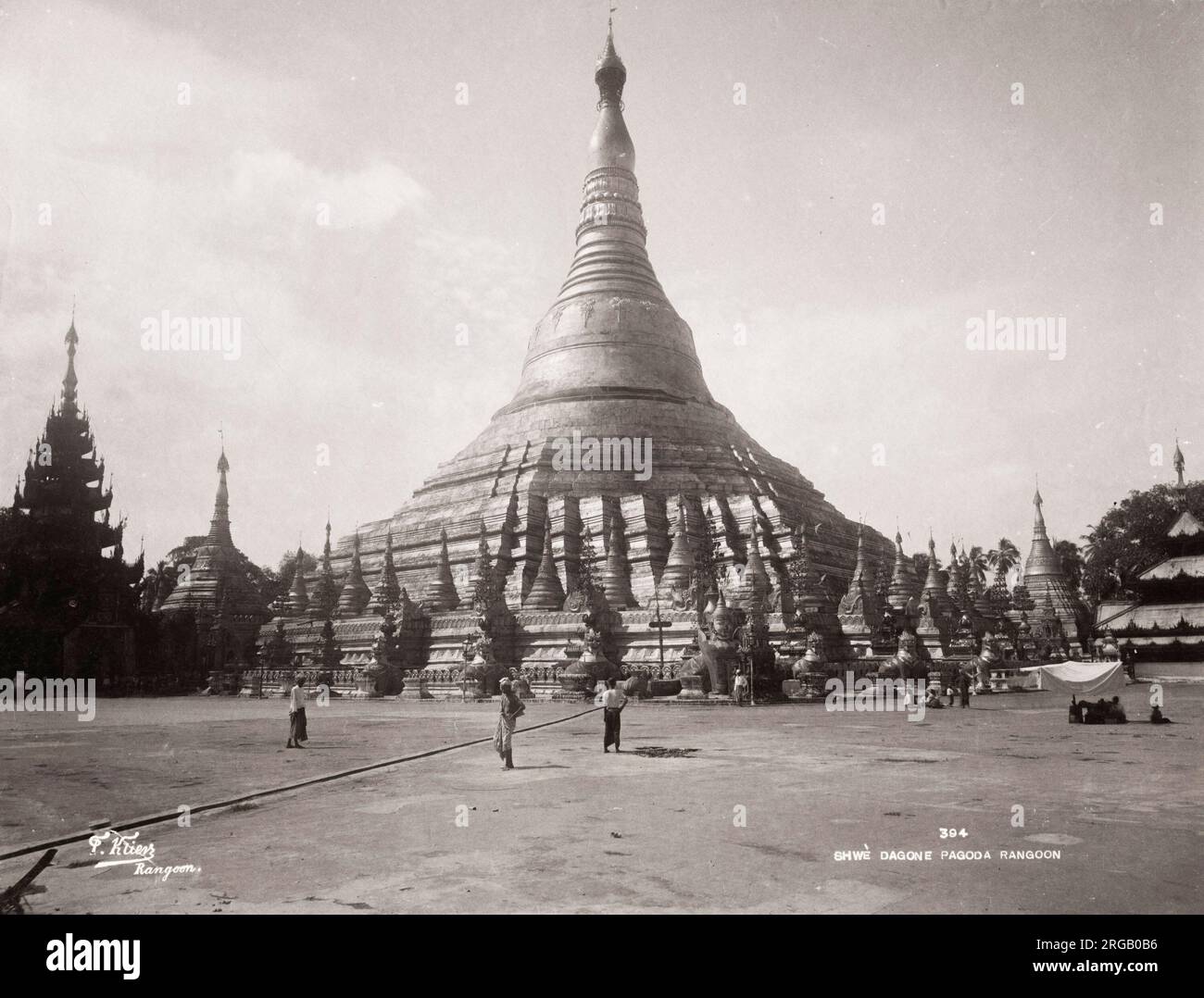 Vintage 19th century photograph: Shwedagon pagoda, Rangoon Yangon ...