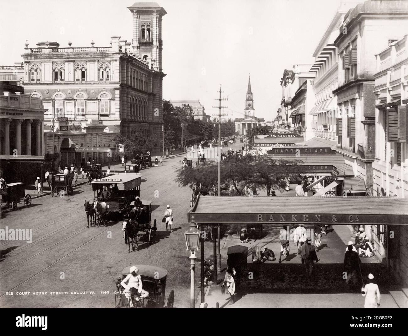 Vintage 19th century photograph: old Court House Street, Calcutta ...