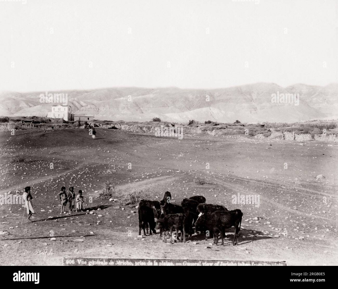 Vintage 19th century photograph: general view of Jericho from the ...