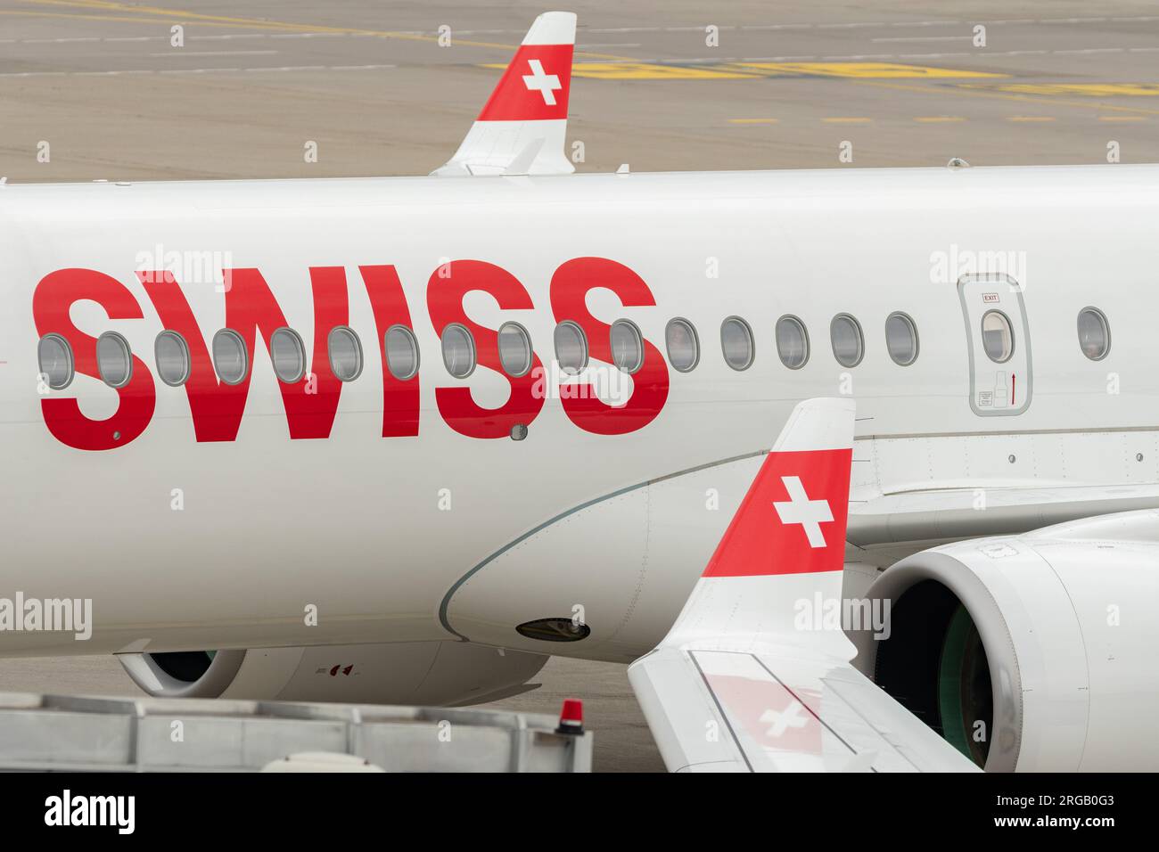 Zurich, Switzerland, May 19, 2023 Swiss international airlines logo on ...