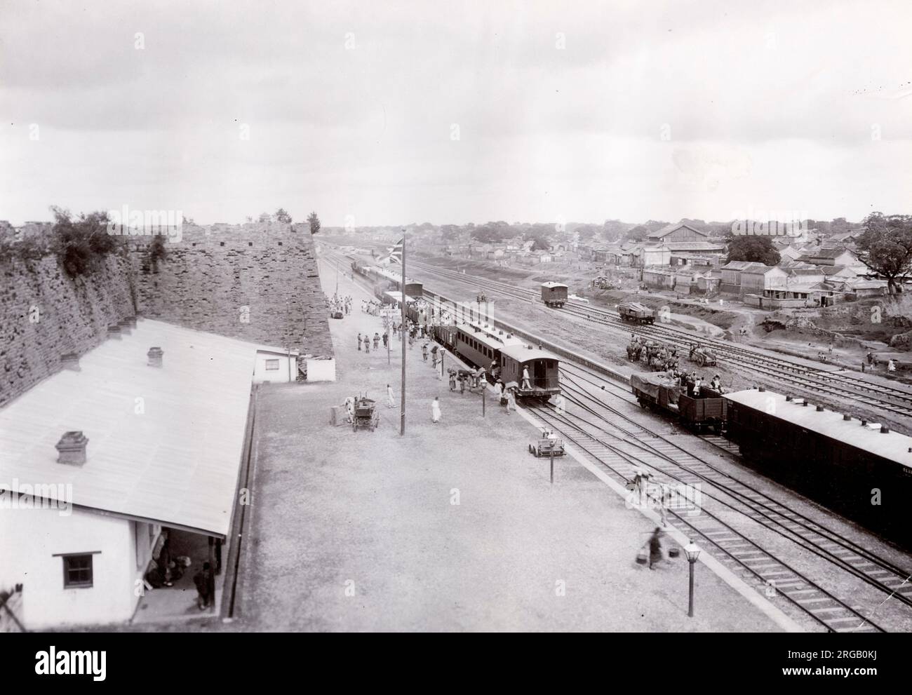 Vintage late 19th century photograph: Train station at Peking, Beijing ...