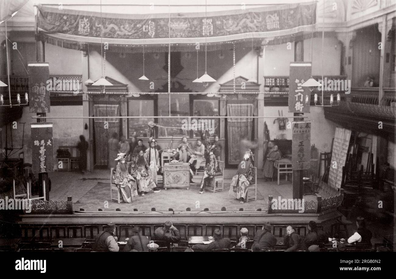 Vintage 19th century photograph: Chinese actors, theatre performance ...