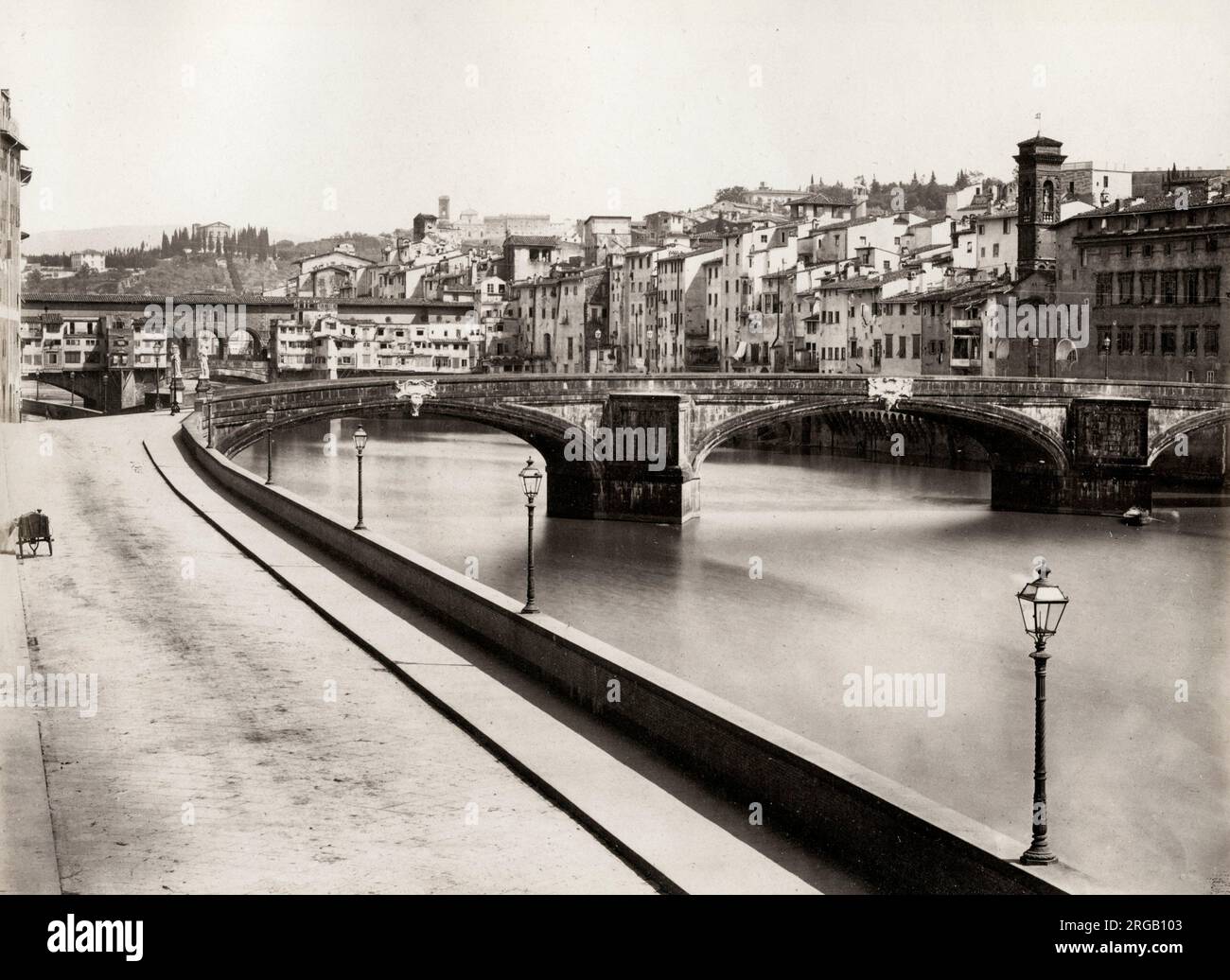 19th century vintage photograph: St Trinity Bridge. The Ponte Santa ...