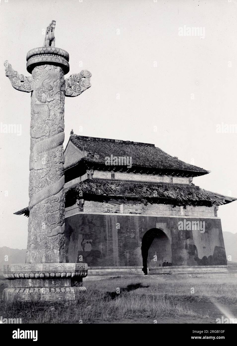 Early 20th century photograph: Carved pillar and gate, Peking, Beijing ...