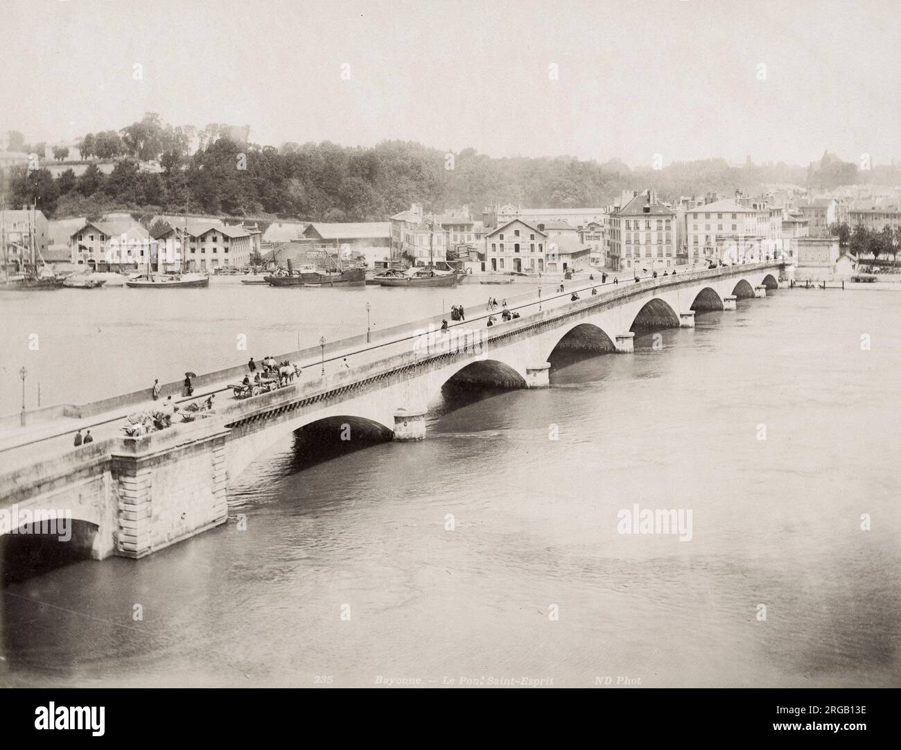 Vintage 19th century photograph: France - Pont Saint Esprit, Bayonne ...