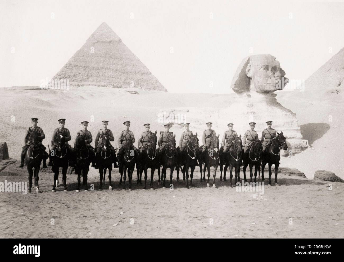 Vintage photograph: British army mounted soldiers, cavalry officers, at ...