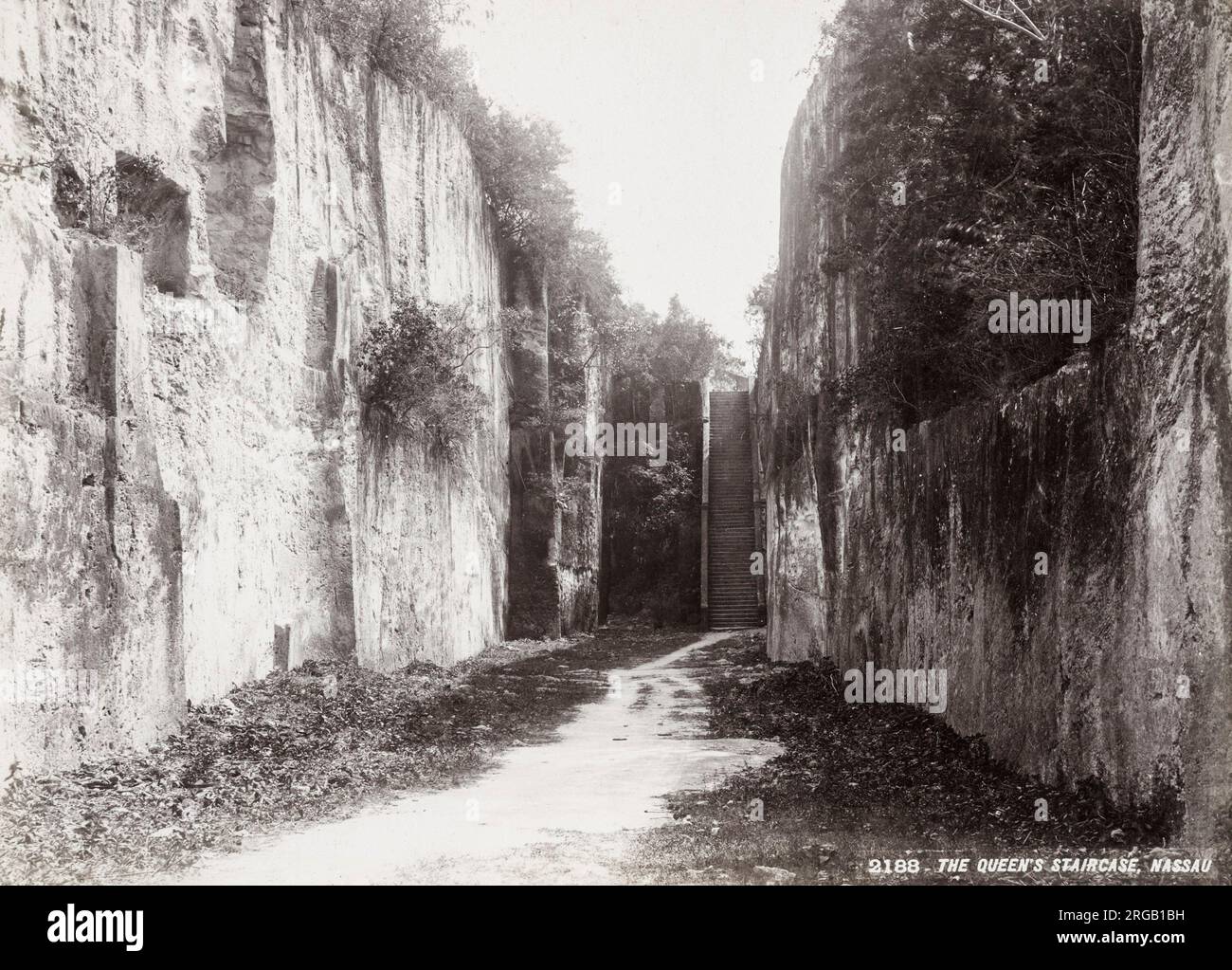 Late 19th century photograph: The Queen's Staircase, Nassau, Bahamas ...