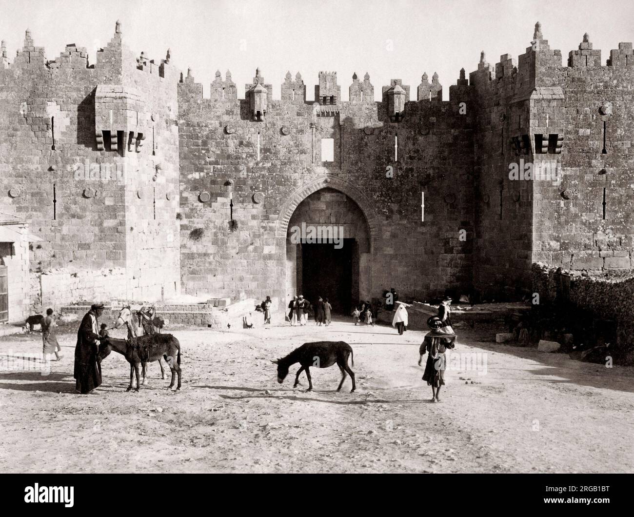 Damascus Gate, Jerusalem, Palestine, Israel, Holy Land, c.1890 Stock ...