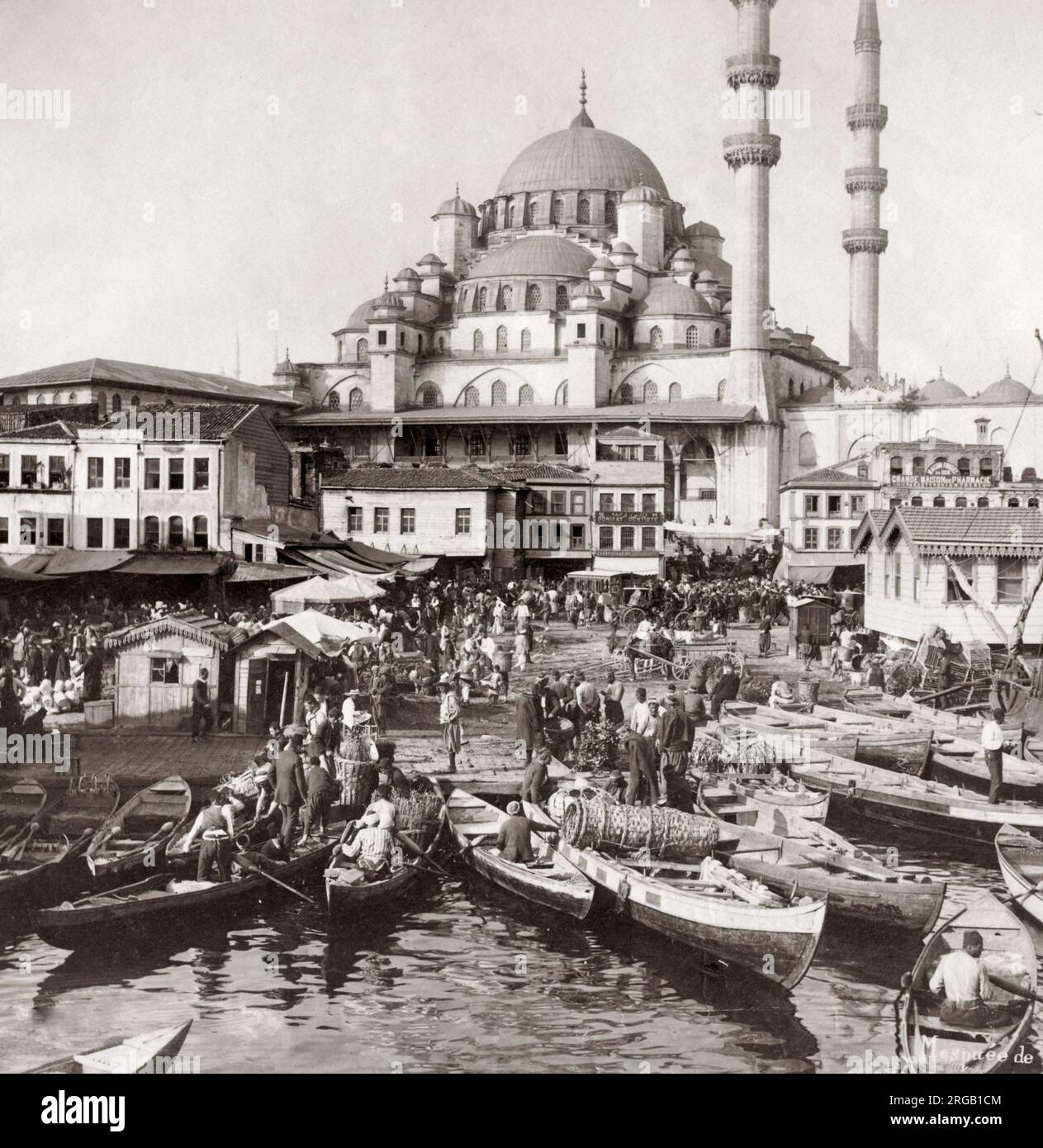 Waterfron view and Hagia Sophia, Constantinople, Istanbul, Turkey, c ...