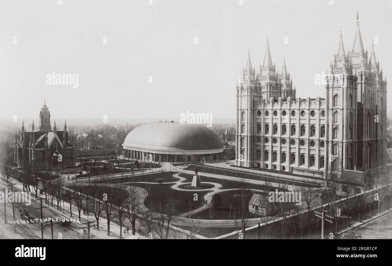 Late 19th century photograph: Salt Lake Ctiy, Utah, Mormon temple and ...