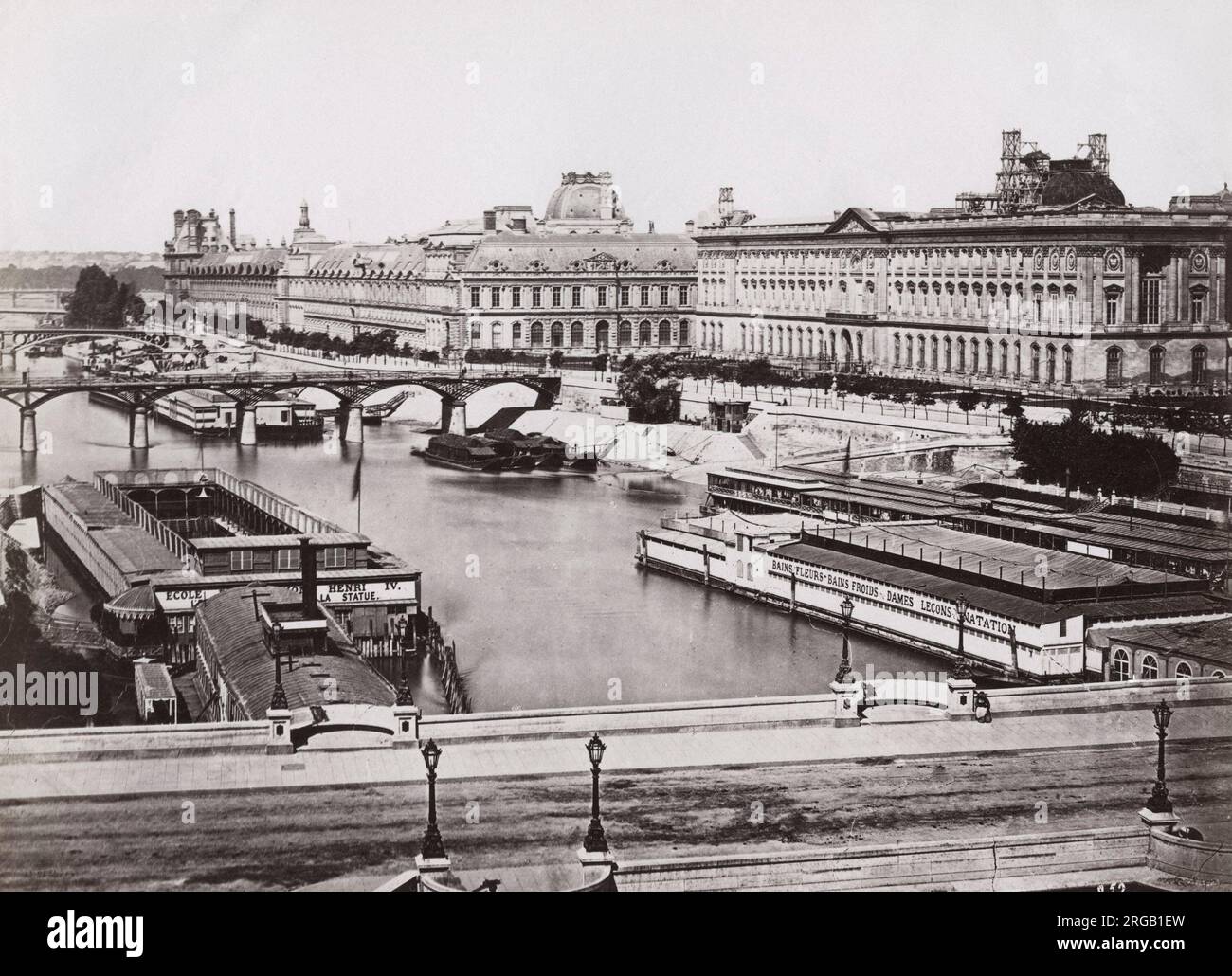 Late 19th century photograph: Barges and swimming baths, River Seine ...