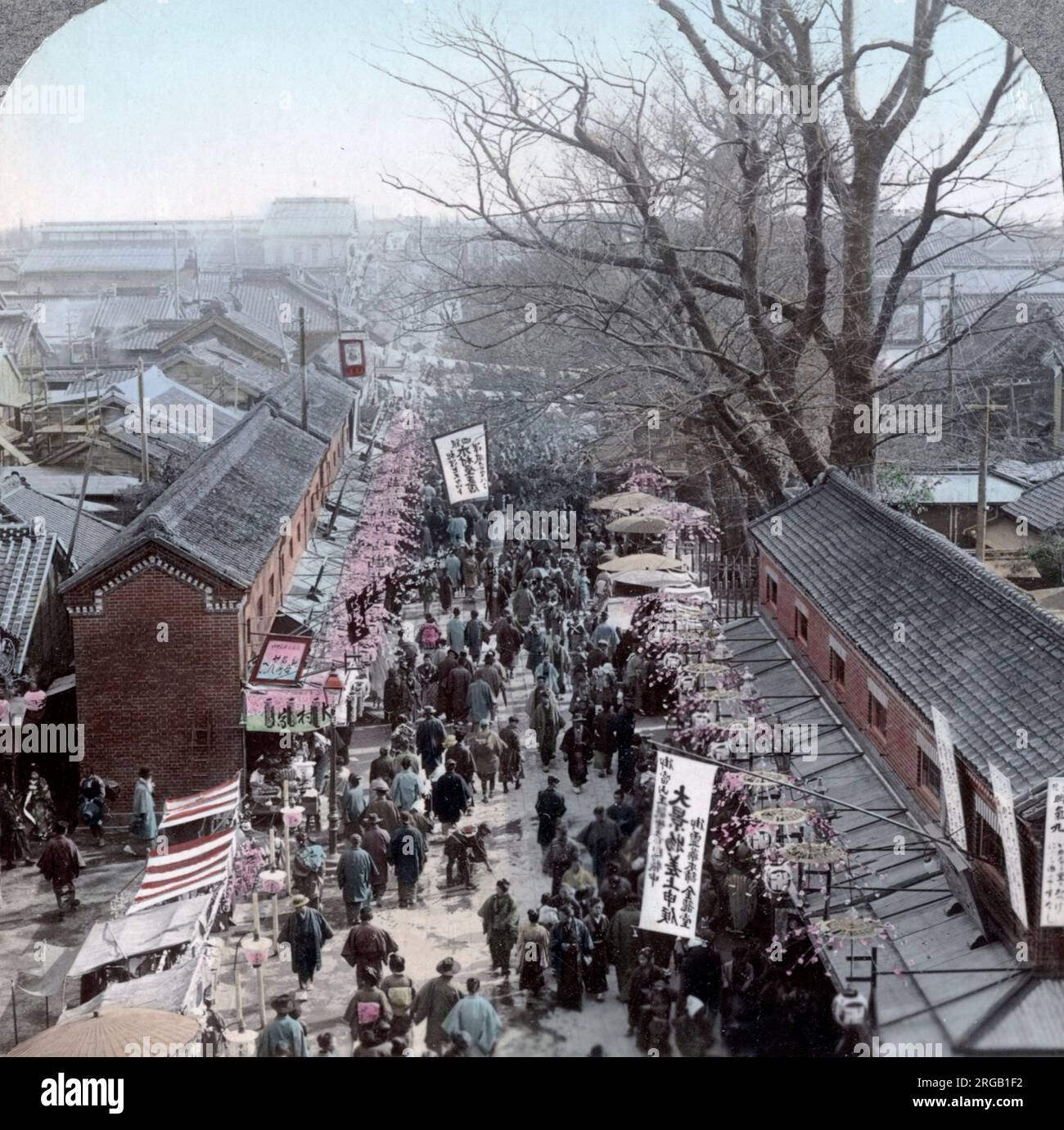 Crowded street, Asakusa, Tokyo, Japan, c.1900 Stock Photo - Alamy