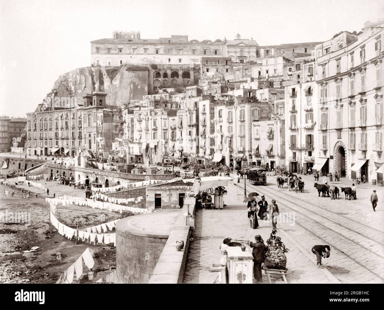 c.1880s Italy - Naples Napoli - Strada di Santa Lucia Stock Photo - Alamy