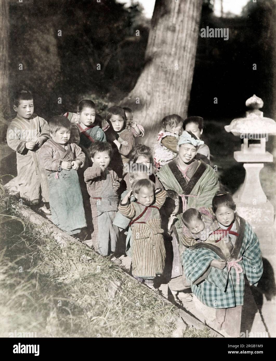 c. 1880s Japan - group of children Stock Photo - Alamy