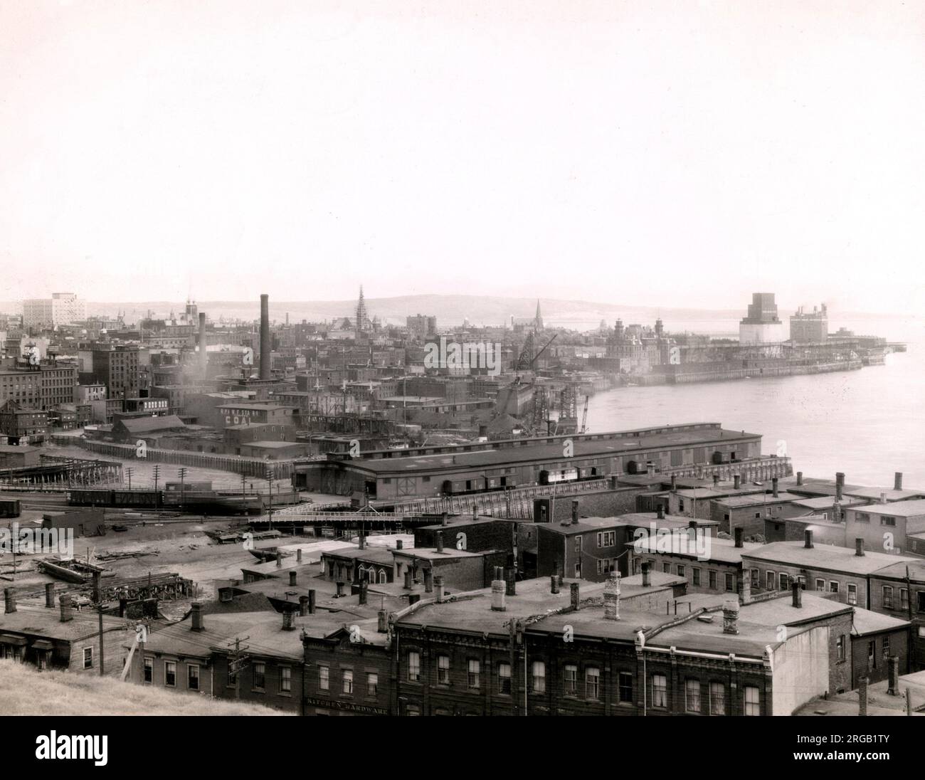 Early 20th century vintage press photograph - view of the city, docks ...