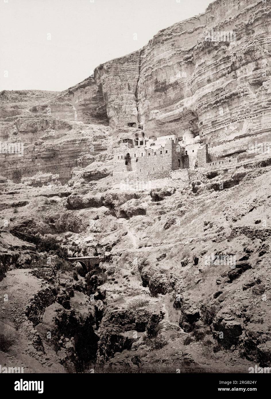 Vintage 19th century photograph: Wadi El Kelt, Wadi Qelt, St George's ...