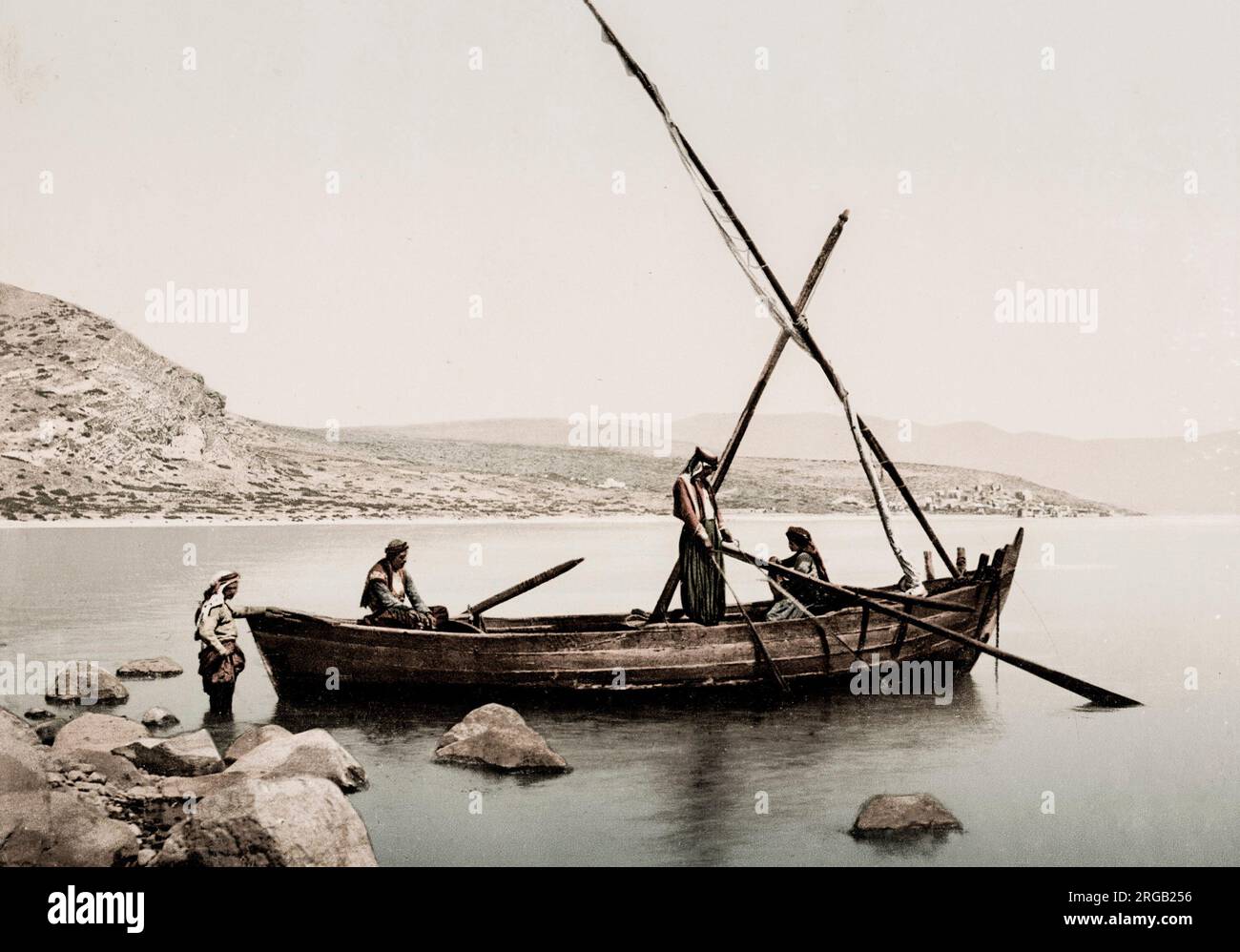 Vintage 19th century photograph: The Sea of Galilee, also called Lake ...