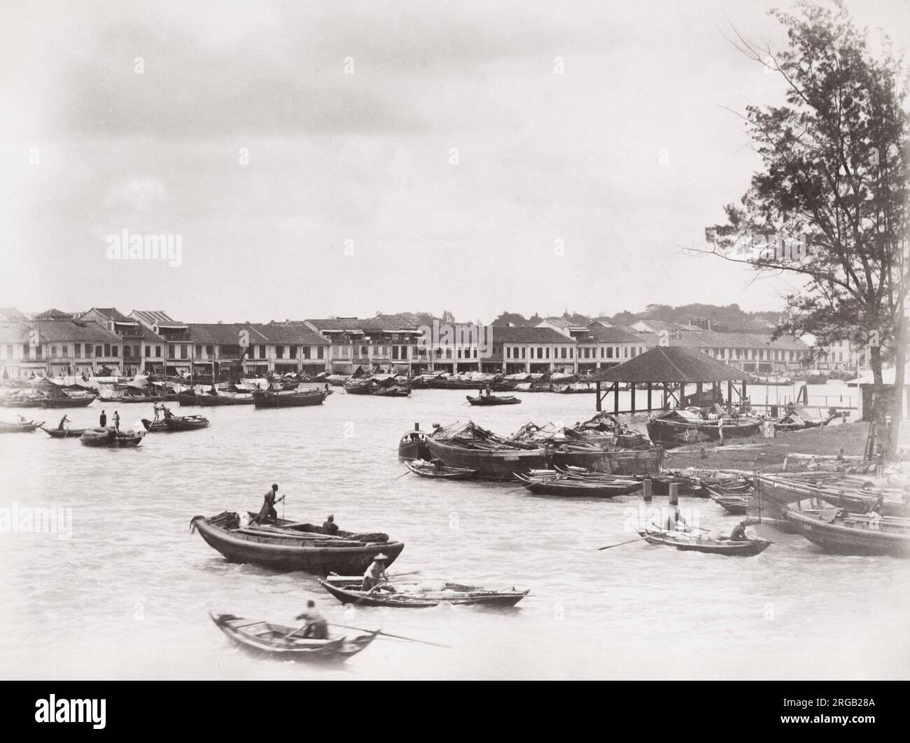 Late 19th century photograph: Boats in the harbour, likely Singapore ...