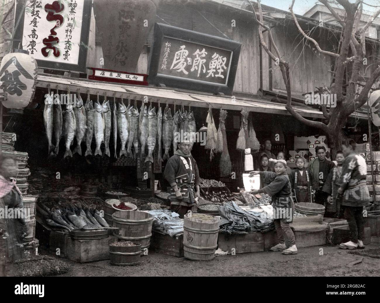 Fish stall, Japan, c.1880 Vintage late 19th century photograph Stock ...