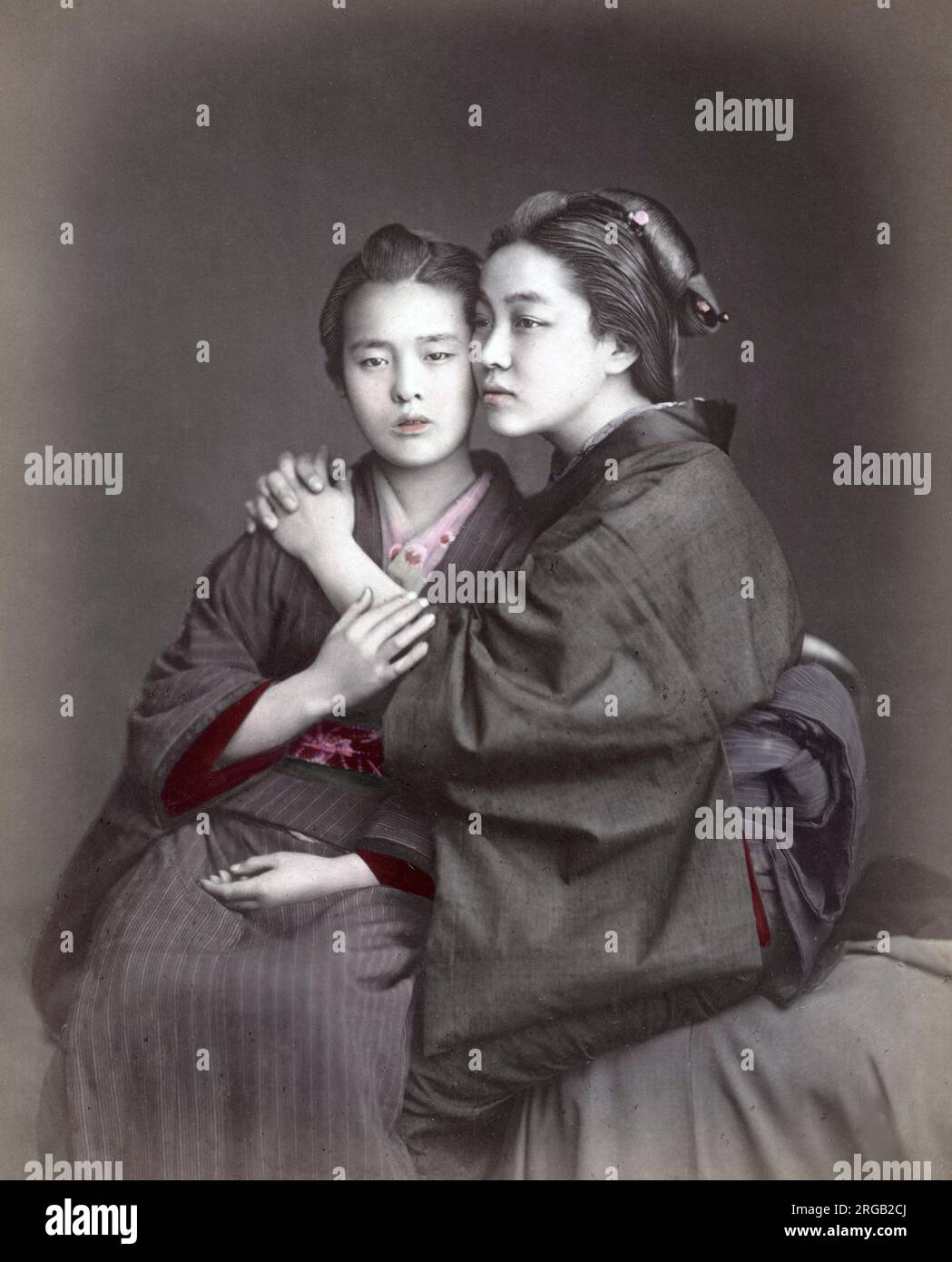 Intimate portrait of two young women, Japan, c.1870's Vintage late 19th ...