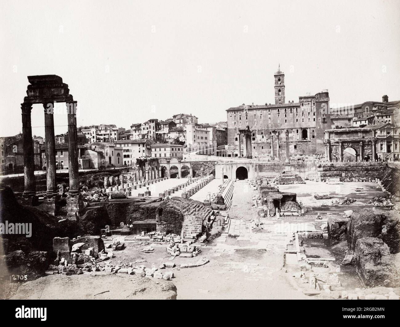 Vintage late 19th century photograph - ancient Roman ruins in the Forum ...