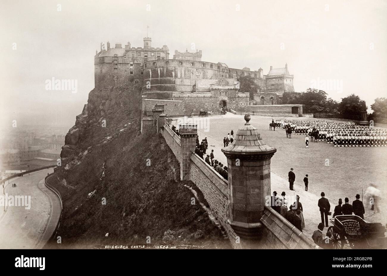 19th century vintage photograph: view of a military parade in the ...