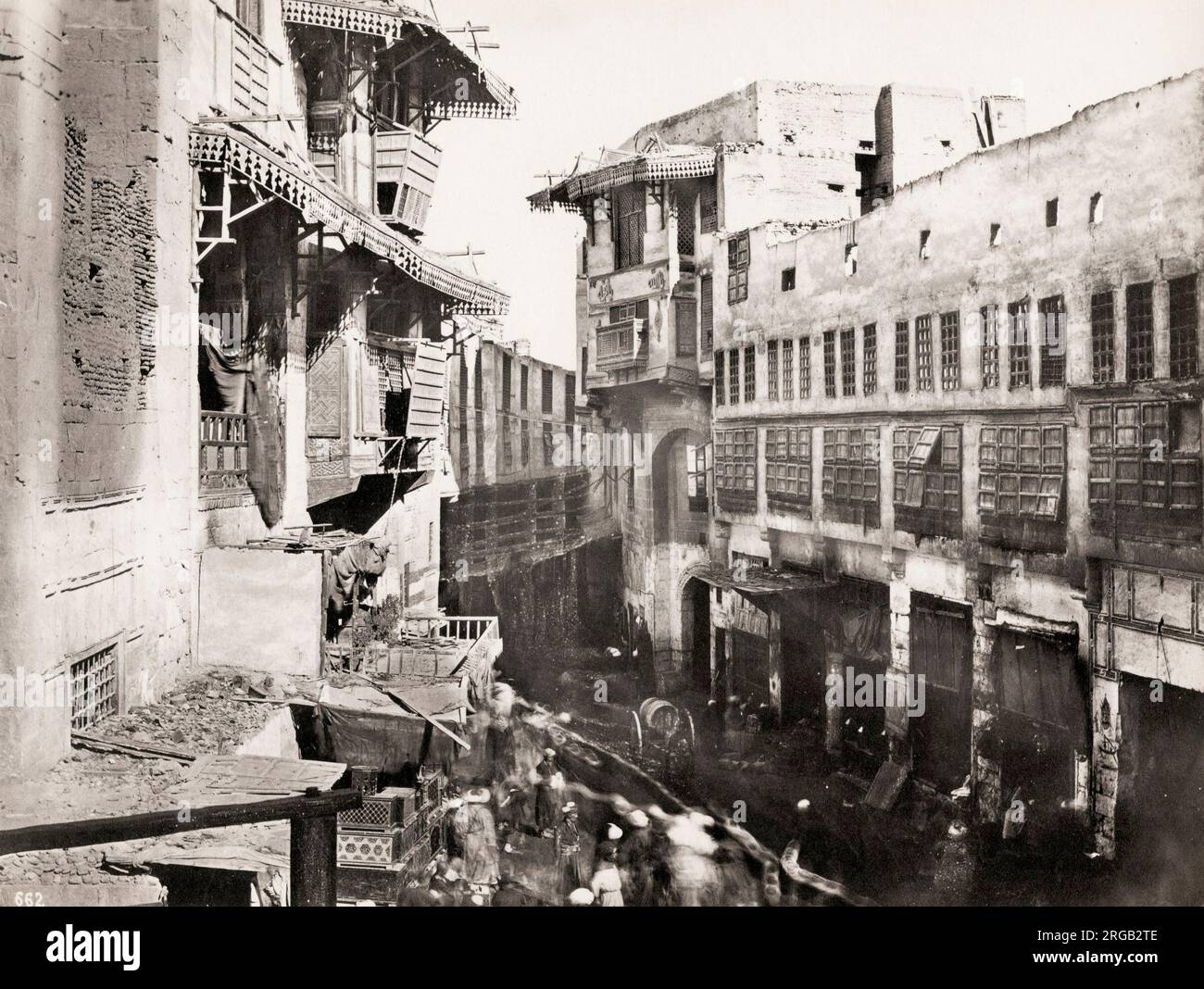 Vintage 19th century photograph: architecture in the old city of Cairo ...