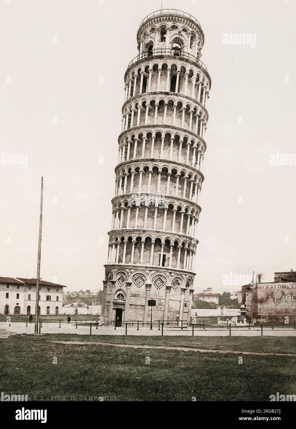 Vintage 19th century photograph: Leaning tower of Pisa, Italy Stock ...
