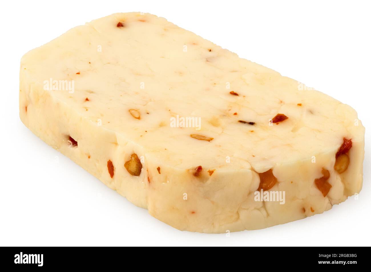 Slice of halloumi cheese with red chilli isolated on white Stock Photo ...