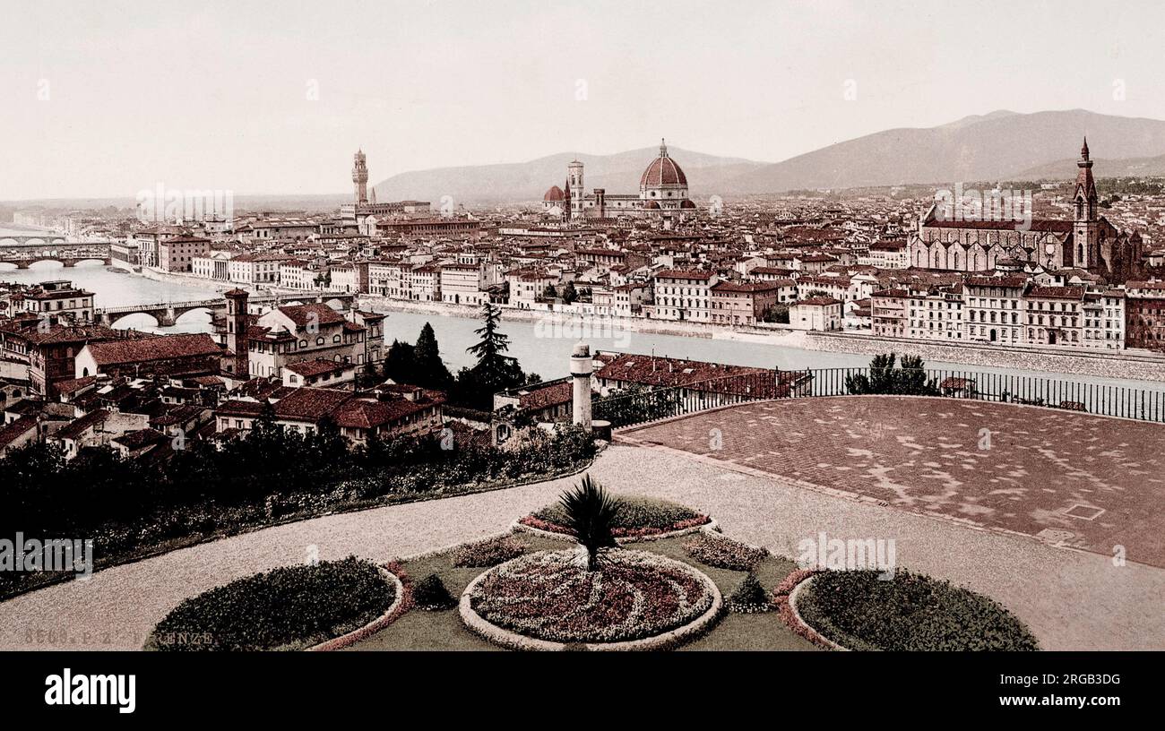 Vintage 19th century / 1900 photograph: view of Florence, Firenze ...