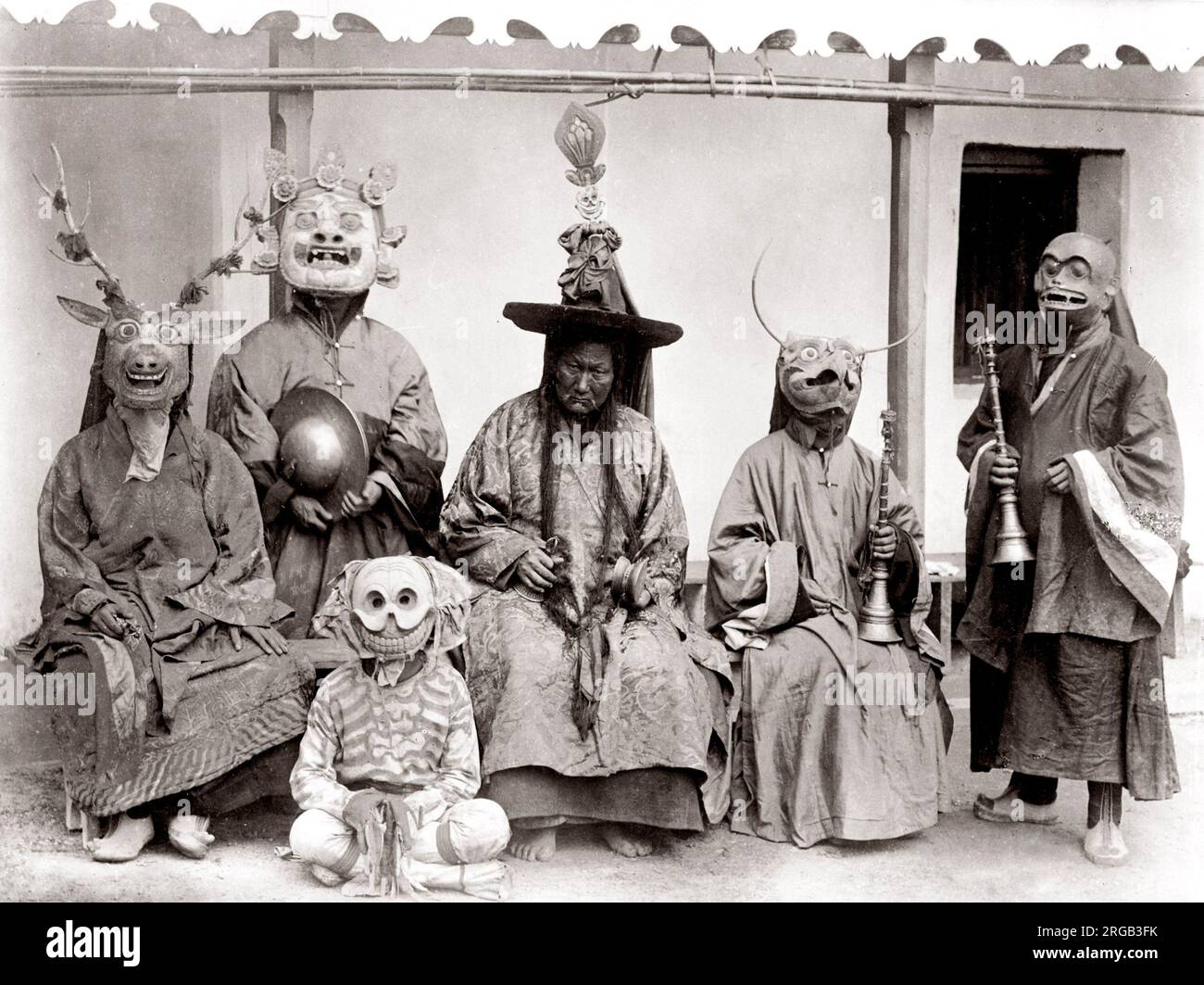 c. 1880s India - group of priests or lamas in the mountains of northern ...