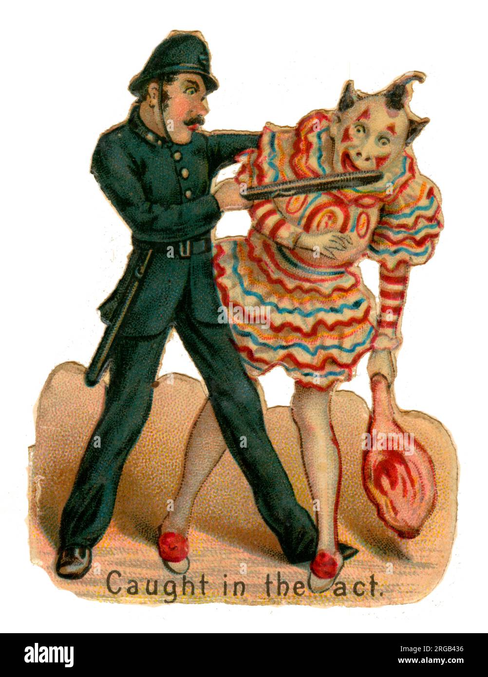 Victorian scrap, Circus clown and policeman - Caught in the act Stock ...