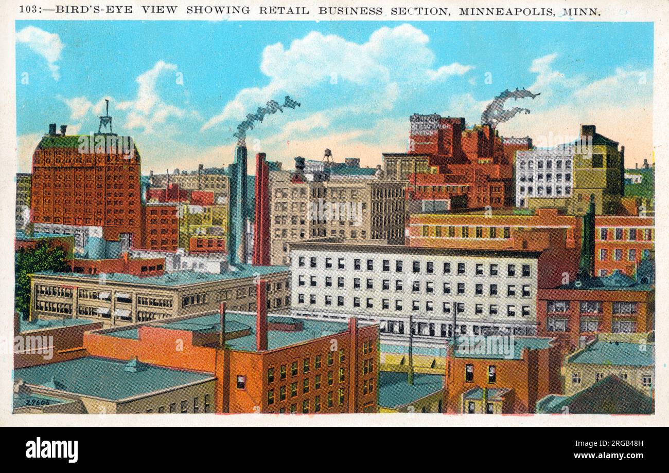 Bird's eye view - Retail Business Section - Minneapolis, Minnesota, USA ...