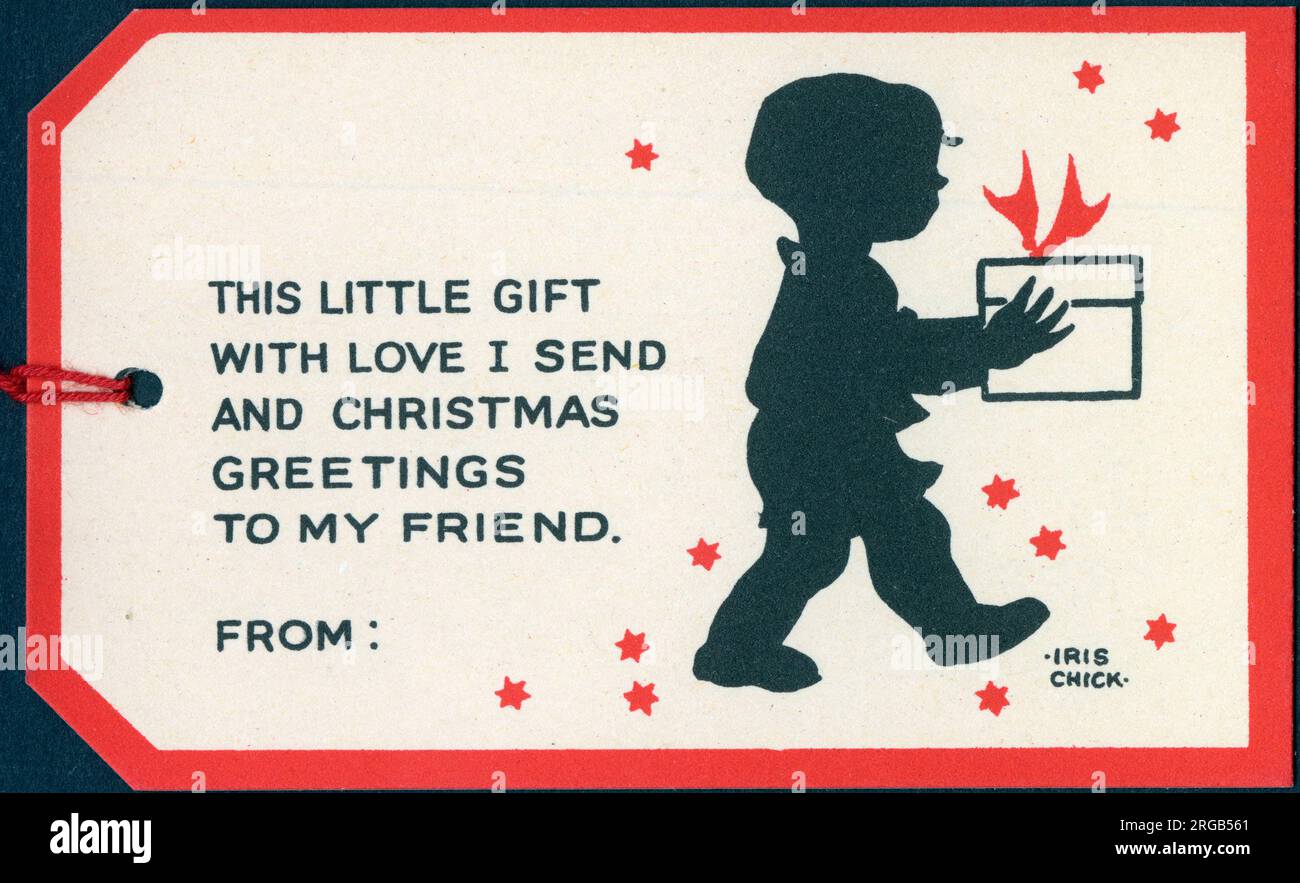 Happy Family gift card - Little boy holding up a small square Christmas ...
