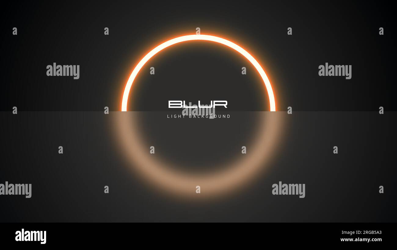 Glow light ring on black background with blured glass in glassmorphism ...