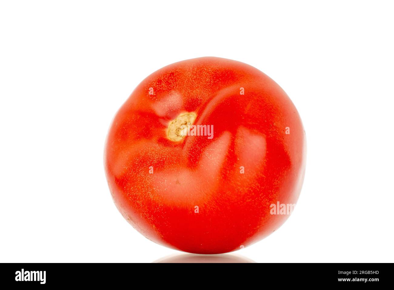 One ripe red tomato, macro, isolated on white background Stock Photo ...