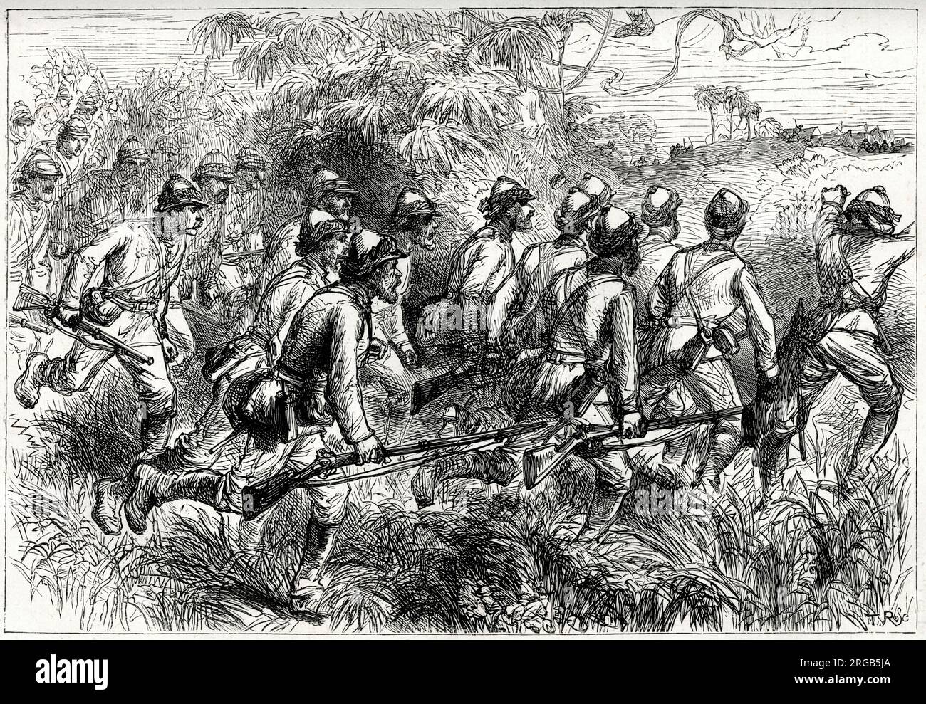 Advance of Highlanders, Battle of Amoaful, 31 January 1874, Third Anglo ...