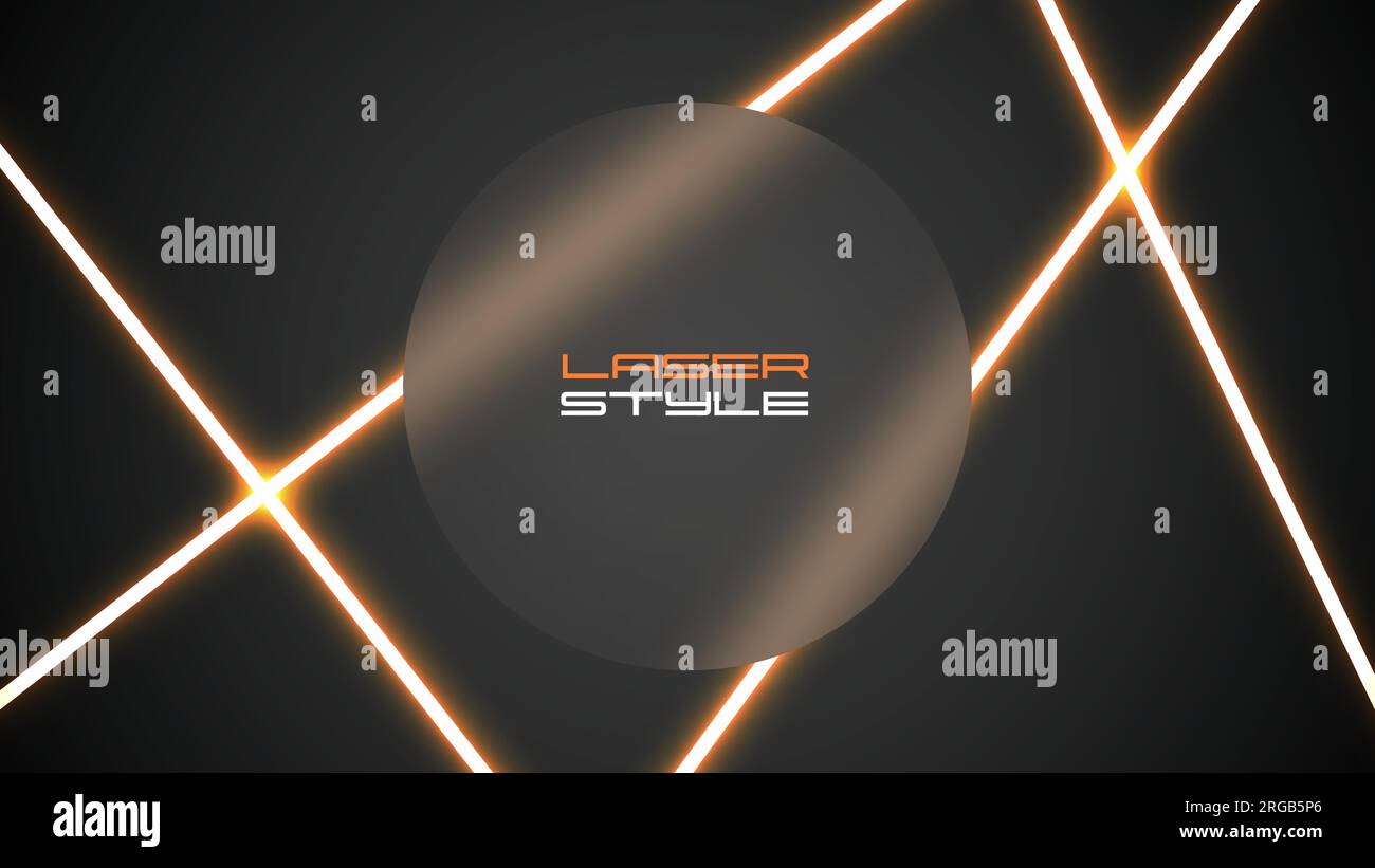 Glow neon light laser beam line on black background with round blured ...